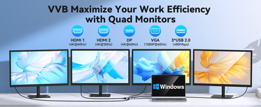 USB C to Dual HDMI Adapter,USB C Docking Station Dual Monitor Adapter – VVB